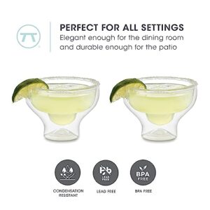 Outset Stemless Margarita Glasses Double Wall, Borosilicate Glassware 2 Count (Pack of 1)