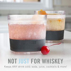 Host Freeze Cooling cups set of 2, Old Fashioned Glass with Silicone band for Bourbon, Scotch, and Whiskey, whisky gifts for men, Smoke