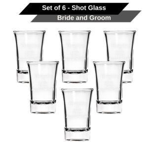 CKB Products - Set of 6 Personalized Shot Glasses, Laser-Etched Engraving, Customized Couples Gifts, House Warming Great for Wedding Favors, Bachelorette Party Decorations, Favors