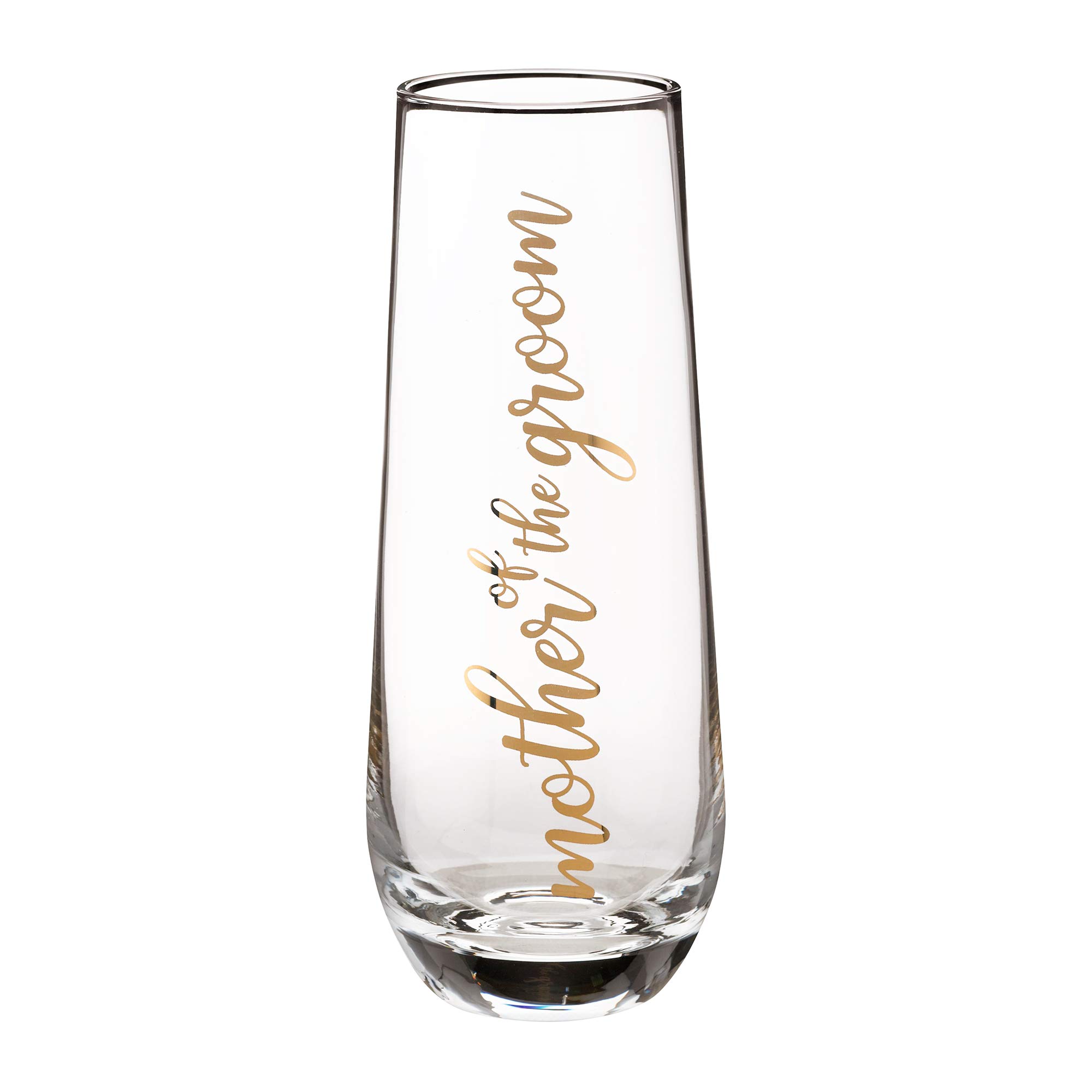 Lillian Rose Mother of Groom Stemless Champagne Wedding Toasting Glass, 1 Count (Pack of 1), Clear