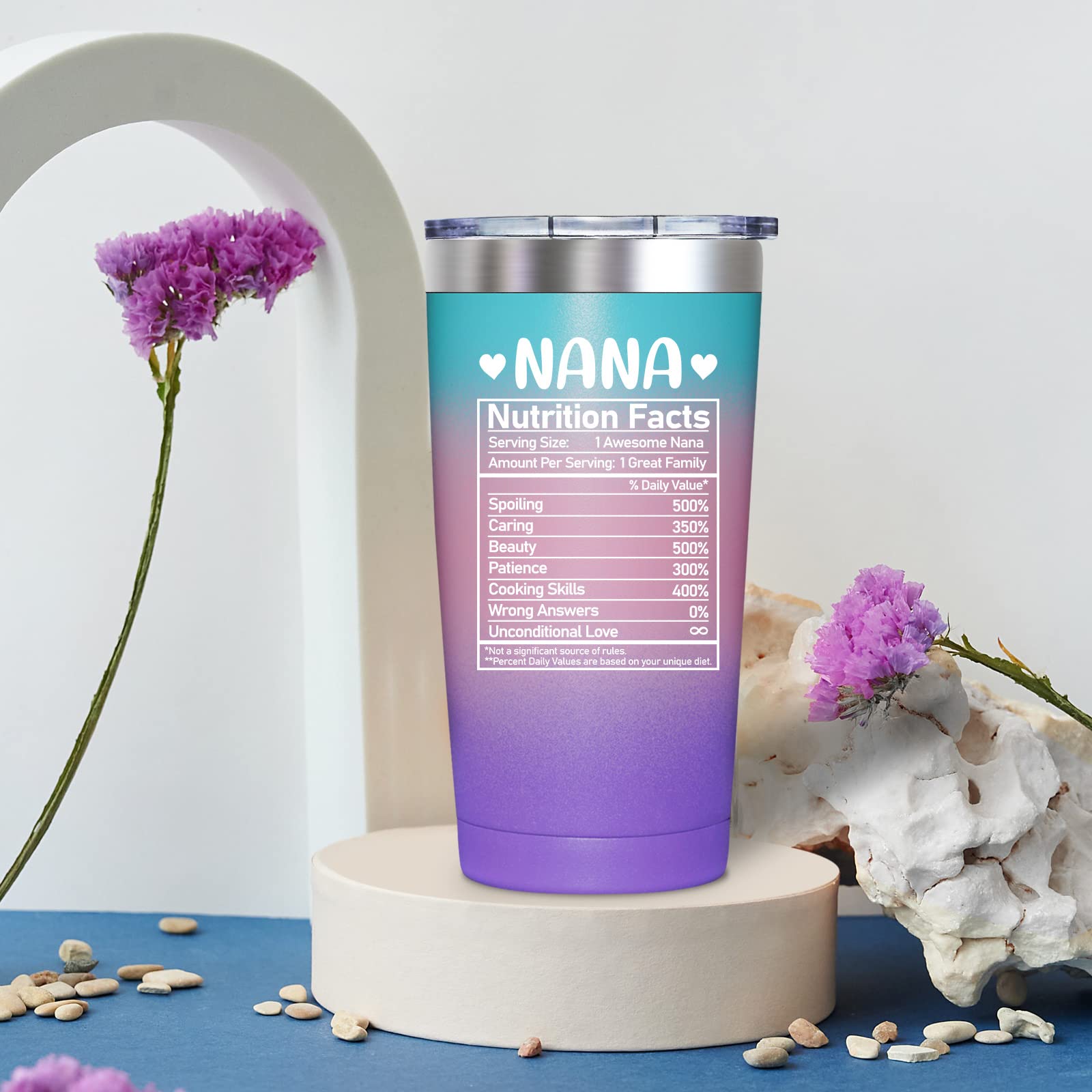 SpenMeta Nana Mothers Day Gift - Nana Gifts from Grandkids - Nana Christmas, Birthday Presents - Nana Nutrition Facts, 20oz Nana Tumbler Cup