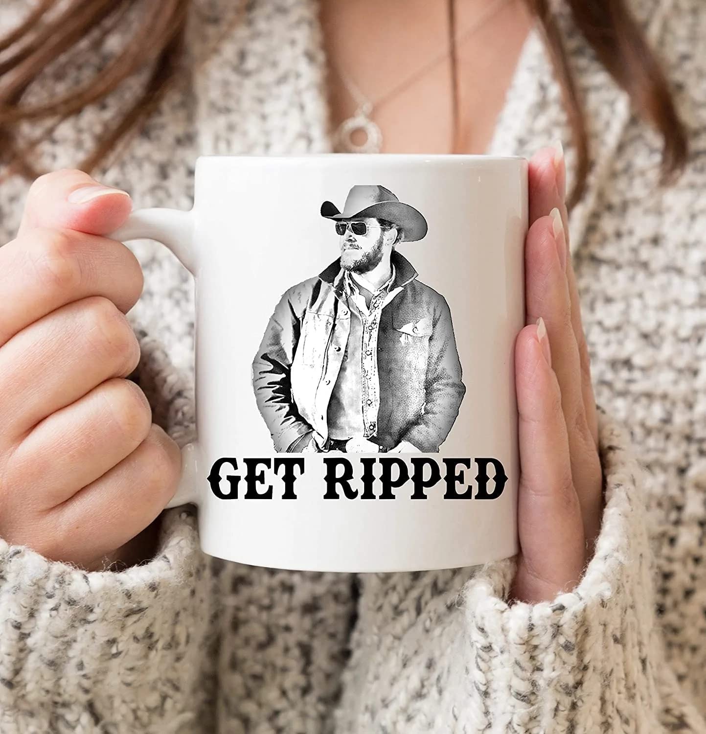 Get Ripped - Rip Wheeler Yellowstone Mug, Babimarkeebei Funny Coffee Mugs , Novelty Gift for Friend, Cute Coffee Cup Gifts 11oz -144