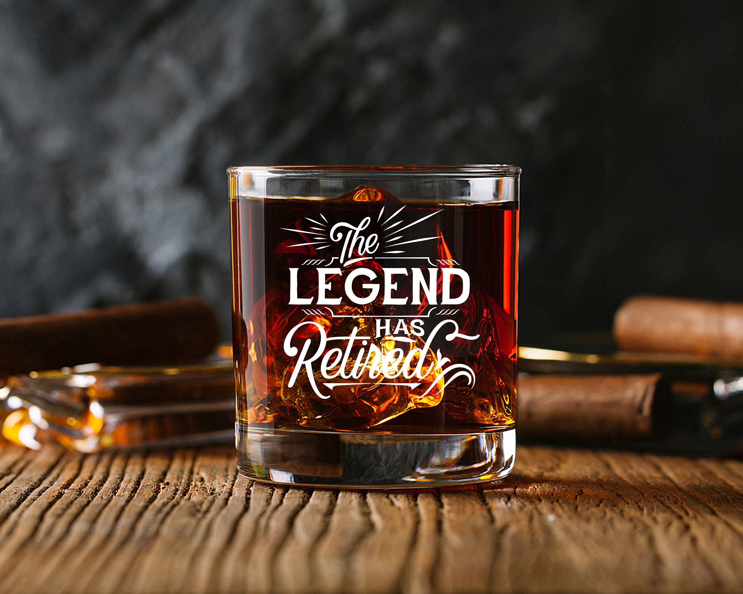 Humor Us Goods Retirement Themed Old Fashioned Glass - Humorous Whiskey Gift - Suitable for Gin - Unique Present for Coworker - Retirement Party Decorations - Personalized Whiskey Glass - 11 oz