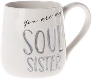 enesco our name is mud “soul sister” stoneware engraved coffee mug, 1 count (pack of 1), gray