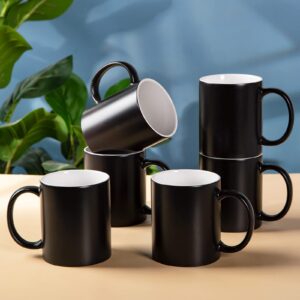 Cutiset 11 Ounce Color Changing Ceramic Mug,Sublimation Mugs,Black and White Ceramic Mug, Magic Mug Heat Sensitive Coffee Mugs Heat Changing Mugs,DIY Cups,Tazas Magicas Para Sublimacion Set of 6