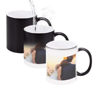 Cutiset 11 Ounce Color Changing Ceramic Mug,Sublimation Mugs,Black and White Ceramic Mug, Magic Mug Heat Sensitive Coffee Mugs Heat Changing Mugs,DIY Cups,Tazas Magicas Para Sublimacion Set of 6