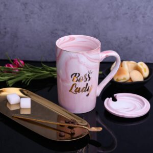 Jumway Boss Lady Mugs - Best Gifts for Mom and Female Boss Friend - Boss Gifts Birthday Gifts for Women Boss Mom 14oz Marble Ceramic Coffee Mug