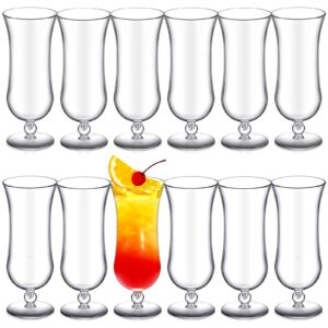 lallisa plastic hurricane glasses 15 oz shatter resistant clear plastic pina colada cocktail glasses break resistant plastic drinking glasses tulip milkshake cups for beer juice margarita (12 pcs)