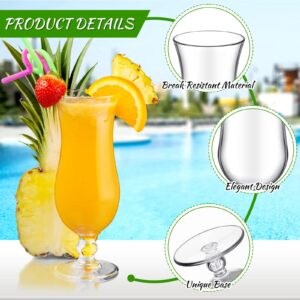 Lallisa Plastic Hurricane Glasses 15 oz Shatter Resistant Clear Plastic Pina Colada Cocktail Glasses Break Resistant Plastic Drinking Glasses Tulip Milkshake Cups for Beer Juice Margarita (12 Pcs)