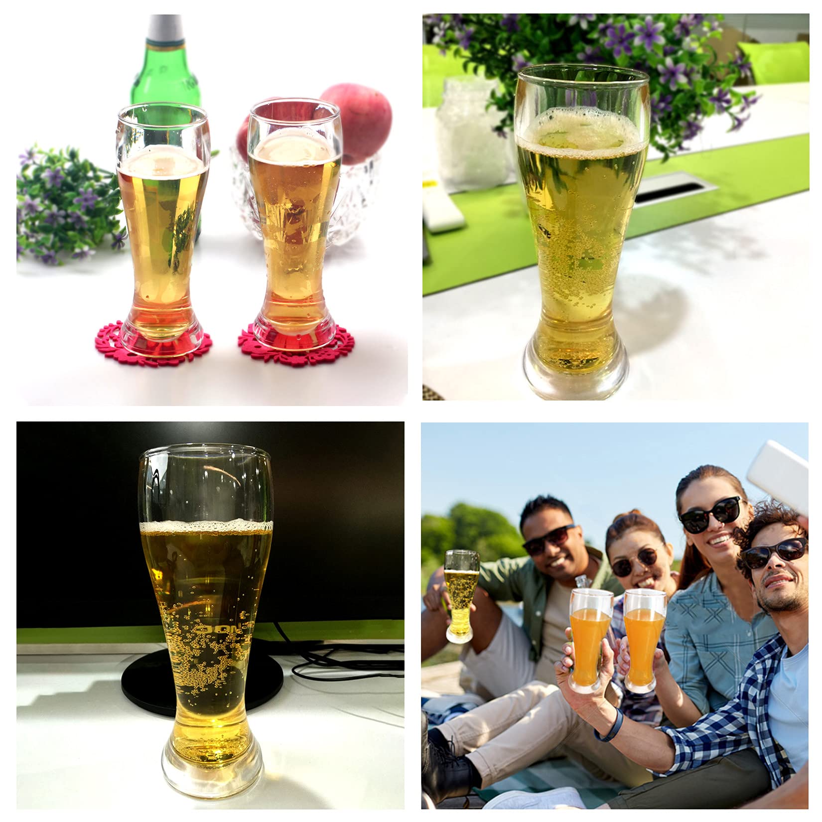 Plastic Pilsner Glasses, 16 oz Plastic Beer Glasses, Pilsner Beer Glasses, Unbreakable, Dishwasher-Safe, BPA Free(Set of 4)