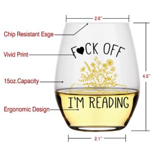 Perfectinsoy I'm Reading Wine Glass, Cute Funny Book Club Gifts for Lovers of Reading & Fun Librarians, Bookworm Gift, Reader Wine Glass, Gift for Readers, Gift for Book Lovers, Gag Gift for Women