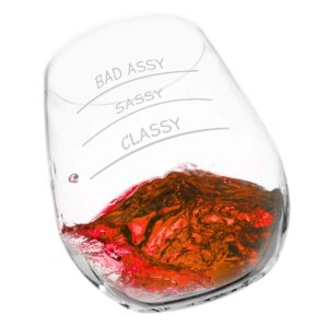 Funny Stemless Wine Glasses Set of 4 (15 oz)- Funny Novelty Wine Glassware Gift for Women- Party, Event, Hosting Fun- Wine Lover Wine Glass with Funny Sayings