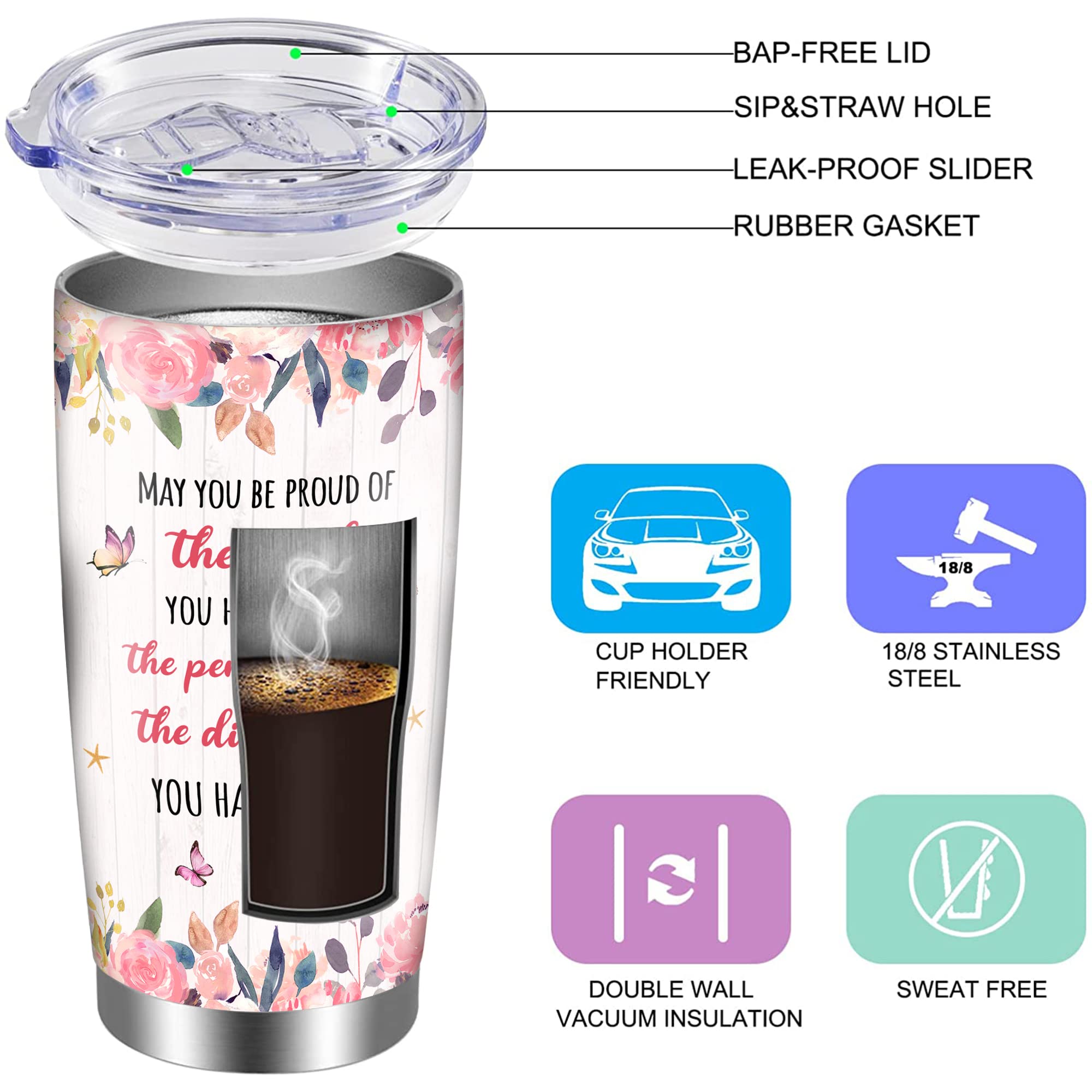 CGMIBAS Retirement Gifts Tumbler Cup 20Oz, Happy Retired Coffee Travel Mug, Retirement Drinking Cup, Retirement Mug Gifts for Women Friends Nurse Teacher