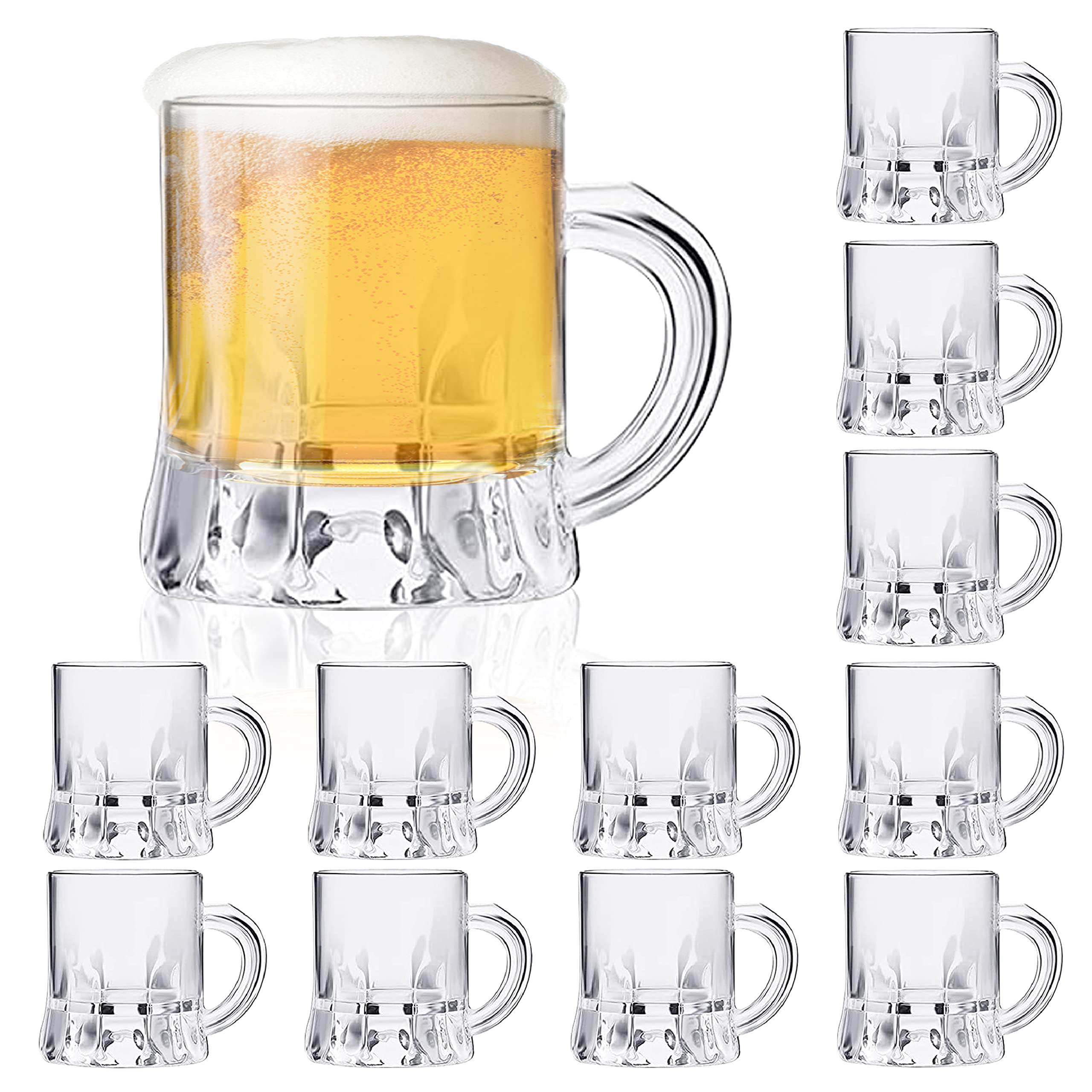 New Paradise Mini Clear Plastic Beer Mug Shot Glasses- 1.75" Tall - (12 Count)