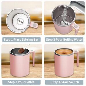 FOXNSK Self Stirring Mug, Self Stirring Coffee Mug Magnetic Stirring Mug Electric Magnetic Stirring Coffee Mug Rechargeable Self Stirring Mug Suitable for Coffee/Milk/Protein Powder (Pink)