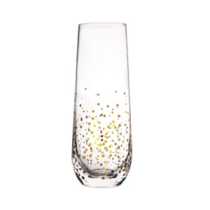 Trinkware Goldosa Stemless Champagne Flute Glasses With Gold Luster – Mimosa Glasses Set of 4 – 9oz