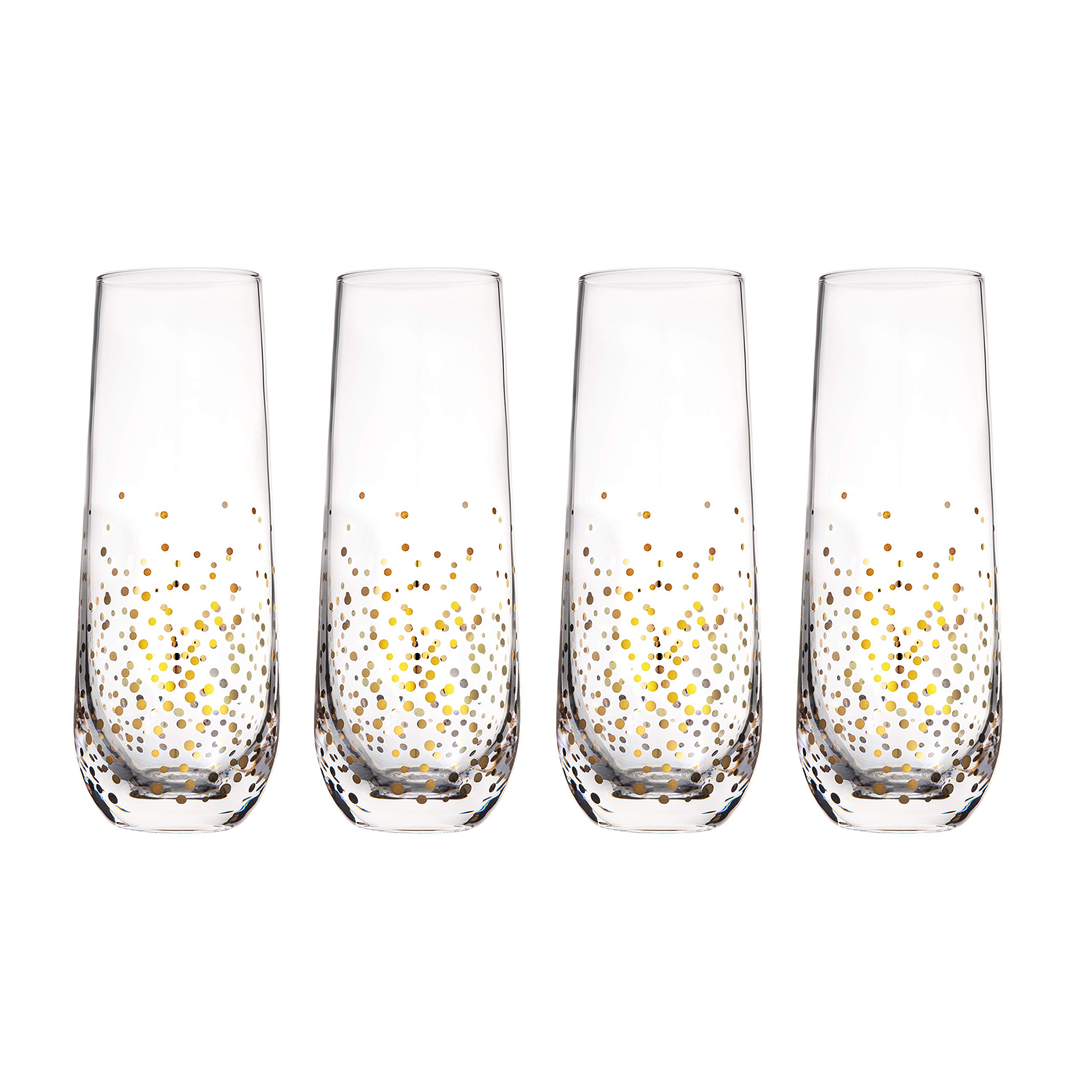 Trinkware Goldosa Stemless Champagne Flute Glasses With Gold Luster – Mimosa Glasses Set of 4 – 9oz