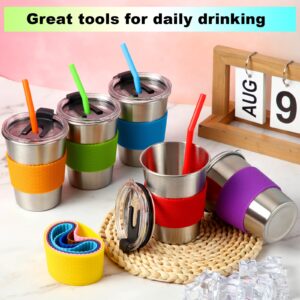 Eccliy 10 Pack Stainless Steel Kids Cups with Lids and Straws, Spill Proof Metal Tumblers with Sleeves, Sippy Drinking Water Glass for Toddlers and Adults (11.8 oz)