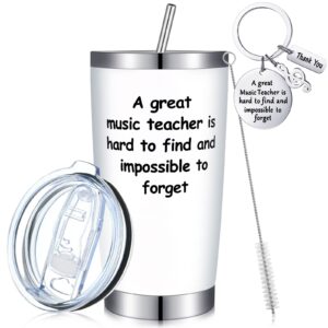 rtteri christmas teacher gift 20 oz tumbler with lid straw brush and music teacher keychain music teacher appreciation gift for xmas women piano guitar violin music teacher graduation birthday gift