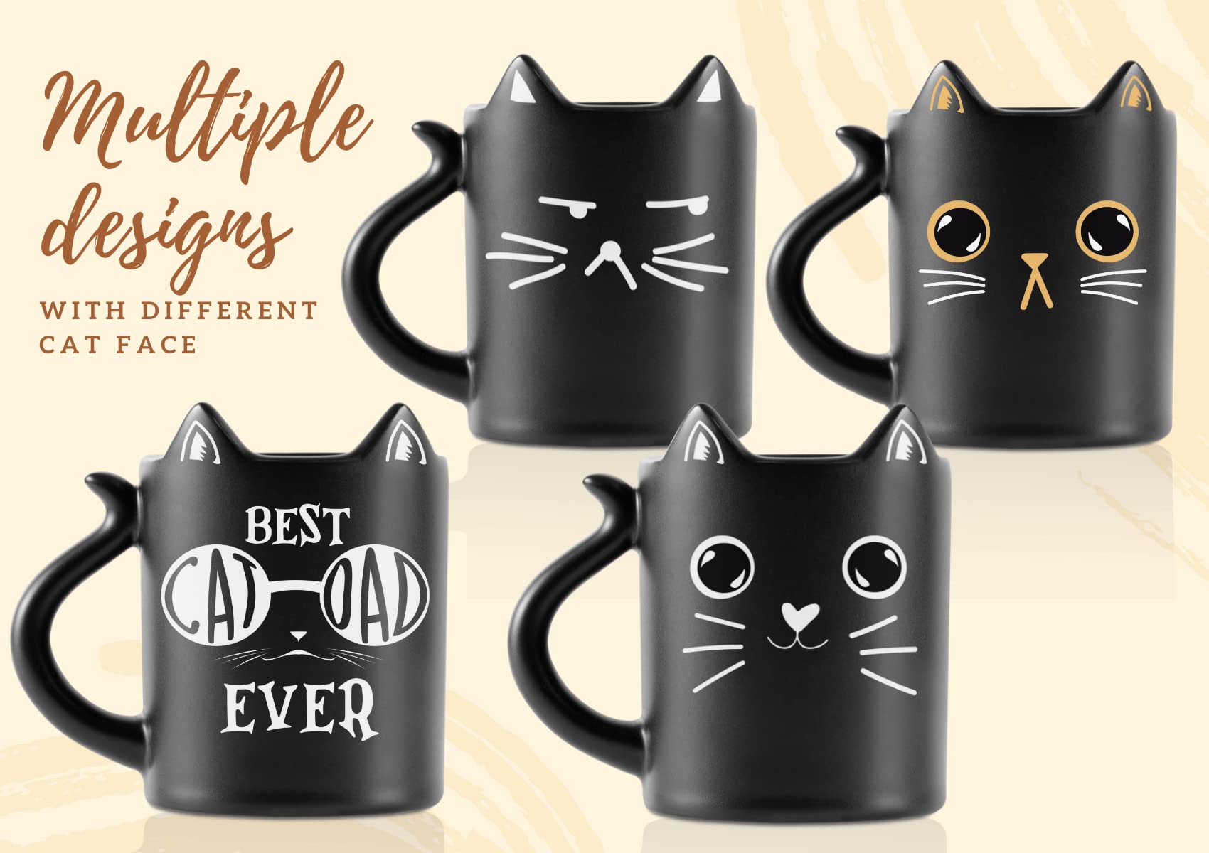 Onebttl Funny Cat Coffee Mug, Cat Mug with Cat Ears and Cat Tail Handle, Cat Gifts for Cat Lovers on Christmas, Birthday - Best Cat Mom Ever