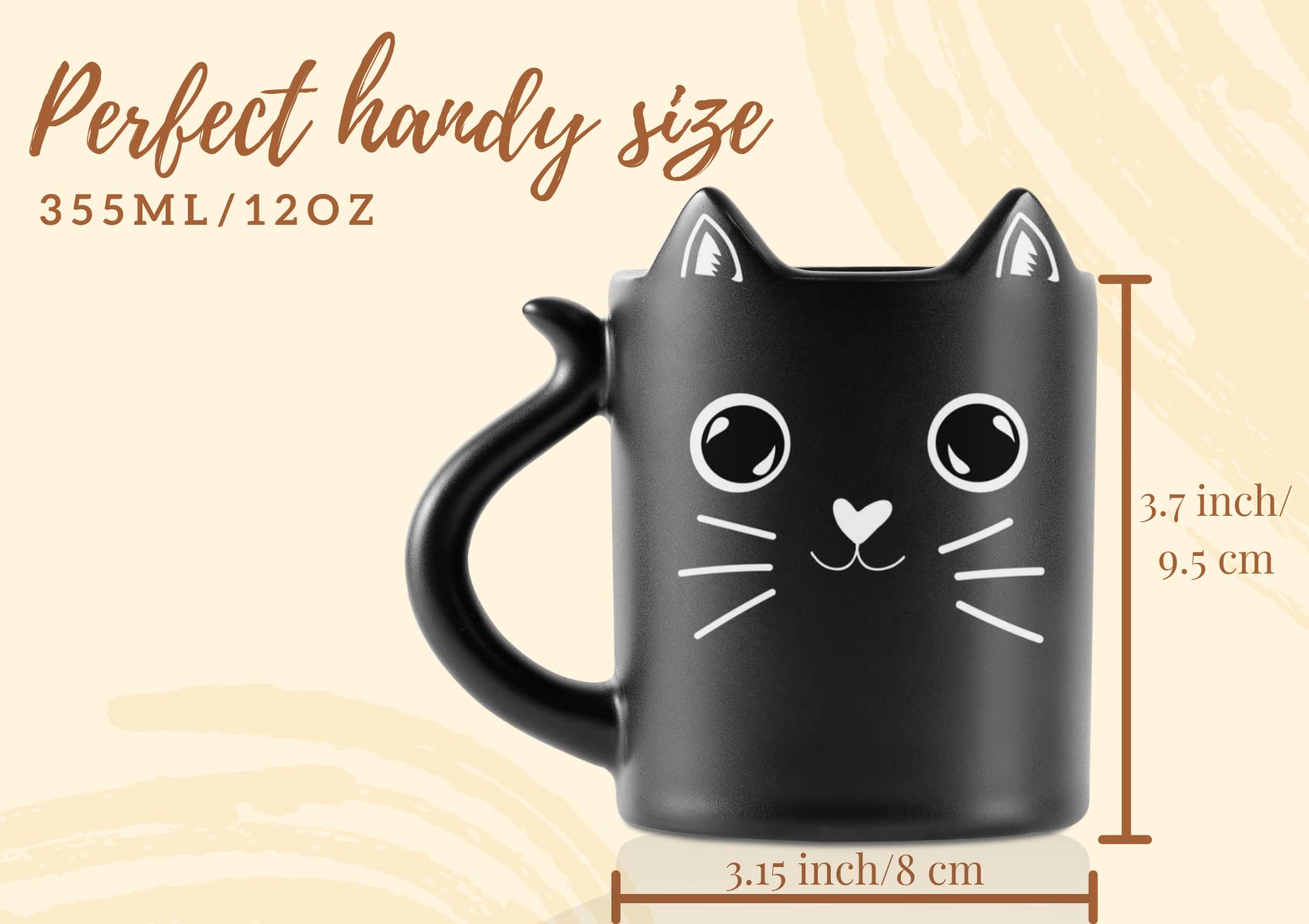 Onebttl Funny Cat Coffee Mug, Cat Mug with Cat Ears and Cat Tail Handle, Cat Gifts for Cat Lovers on Christmas, Birthday - Best Cat Mom Ever