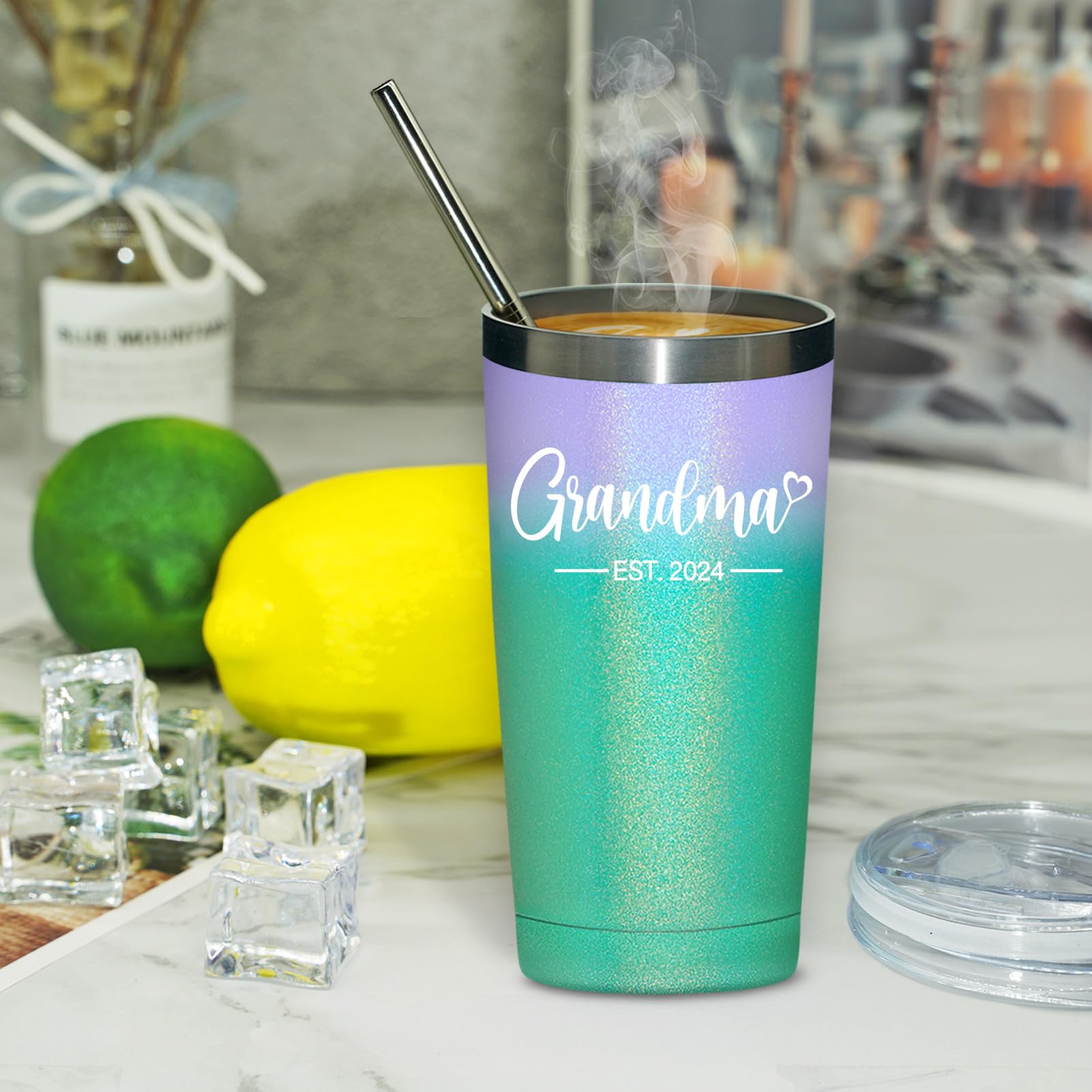 Grifarny New Grandma Gifts - Grandma Est. 2024 Tumbler Cup - First Time Grandma Gifts - 1st Mothers Day Gift for New Grandma, New Grandmother, Grandma to be, Promoted to Grandma