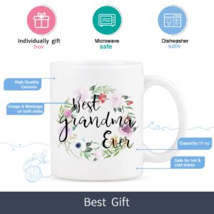 YHRJWN Best Grandma Ever Mug Best Grandma Gifts - Grandma Coffee Mug - Grandma Birthday Gifts from Granddaughter Grandchildren Grandson - Coffee Mug Gifts for Grandma 11Oz