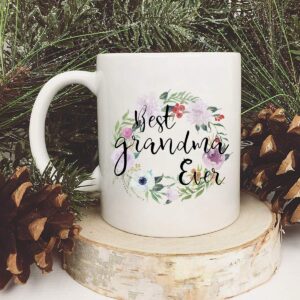 YHRJWN Best Grandma Ever Mug Best Grandma Gifts - Grandma Coffee Mug - Grandma Birthday Gifts from Granddaughter Grandchildren Grandson - Coffee Mug Gifts for Grandma 11Oz