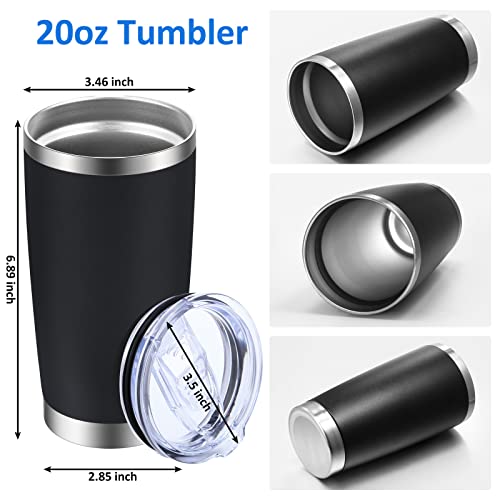 15 Pack 20oz Tumblers Stainless Steel Mugs with Lid Double Wall Vacuum Insulated Coffee Cups Powder Coated Travel Mug Ideal for Home, Office, Kitchen, Outdoor for Hot and Cold Drinks (Black)