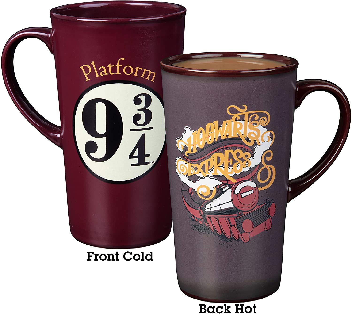 Harry Potter Platform 9 3/4 Tall Mug, 17oz - Hogwarts Express Image Activates with Heat - Large Tumbler Style - Officially Licensed - Gift for Kids & Adults