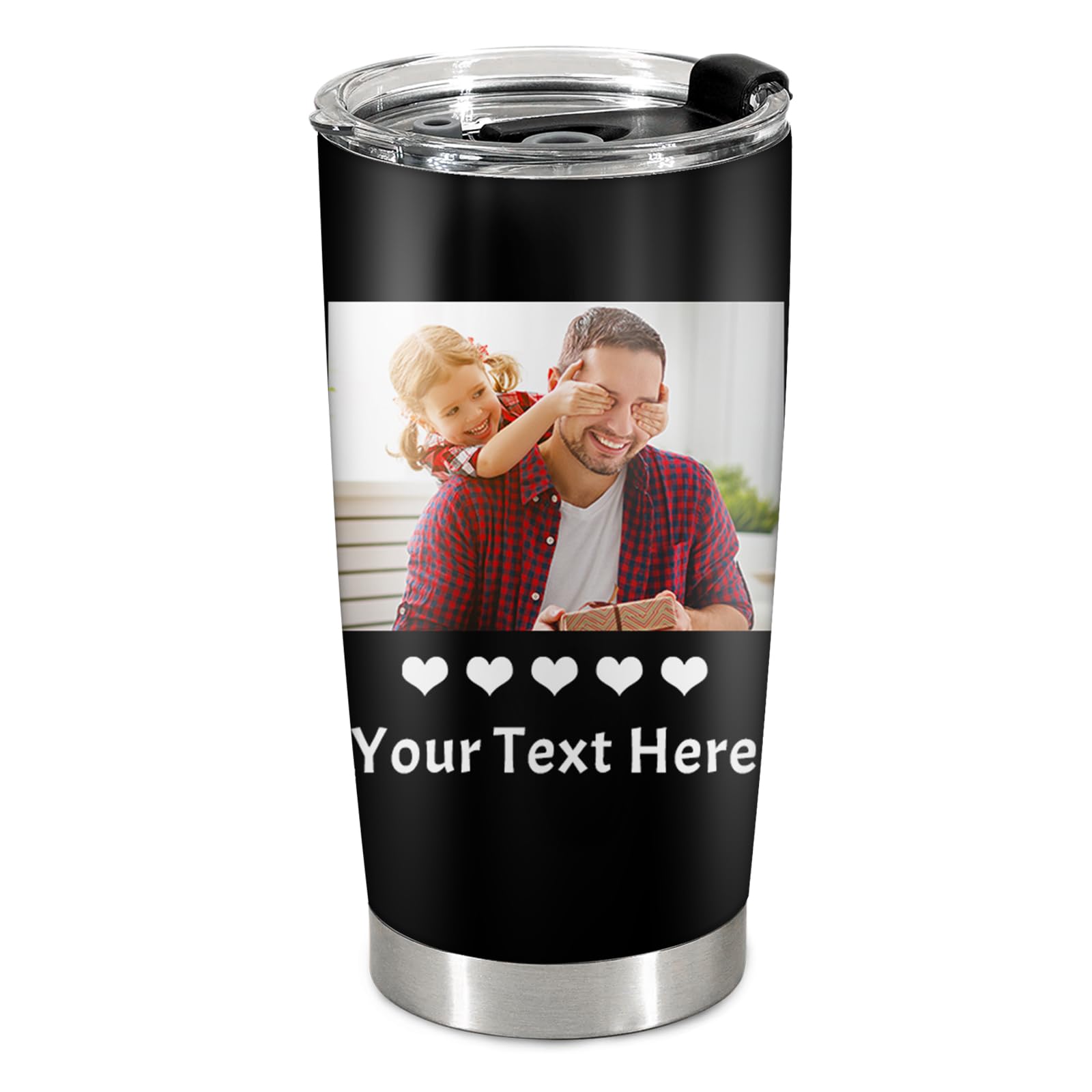 Personalized Picture Tumbler for Men Women, Insulated Stainless Steel Travel Mug, Custom Photo Image & Text on Coffee Cup, Gift for Dad Mom Families Friends,Multi Color