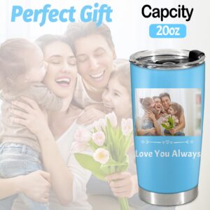 Personalized Picture Tumbler for Men Women, Insulated Stainless Steel Travel Mug, Custom Photo Image & Text on Coffee Cup, Gift for Dad Mom Families Friends,Multi Color