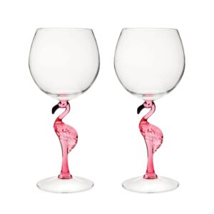 Supreme Housewares Durable Acrylic Plastic Stem Wine Glasses, Set of 2, Reusable Plastic Drinkware, BPA-free, Shatter-Proof, Ideal for Wine and Beverage (20 oz, Flamingo)