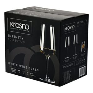 Krosno white and sparkling wine glasses | 6 pieces set | 13.52 oz | Infinity Collection | Elegant | Crystal Glass | Lead-free glass | Perfect for Homes, Restaurants and Receptions | Dishwasher Safe