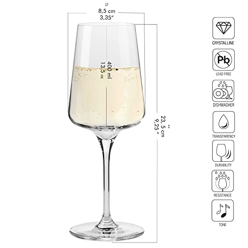 Krosno white and sparkling wine glasses | 6 pieces set | 13.52 oz | Infinity Collection | Elegant | Crystal Glass | Lead-free glass | Perfect for Homes, Restaurants and Receptions | Dishwasher Safe