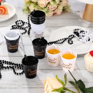 Sureio 24 Pack Shot Glass on Beaded Necklace Shot Glass Necklaces Plastic Shot Necklace Cups for Birthday Party Happy Wedding Festival Parade Favor (Black, White)