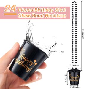 Sureio 24 Pack Shot Glass on Beaded Necklace Shot Glass Necklaces Plastic Shot Necklace Cups for Birthday Party Happy Wedding Festival Parade Favor (Black, White)