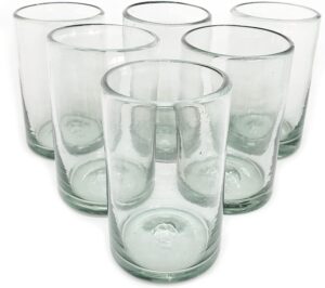 mexhandcraft clear 14 oz drinking glasses (set of 6), recycled glass, lead-free, toxin-free (drinking)