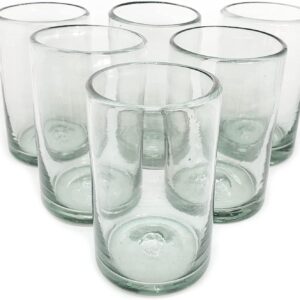 MexHandcraft Clear 14 oz Drinking Glasses (set of 6), Recycled Glass, Lead-free, Toxin-Free (Drinking)