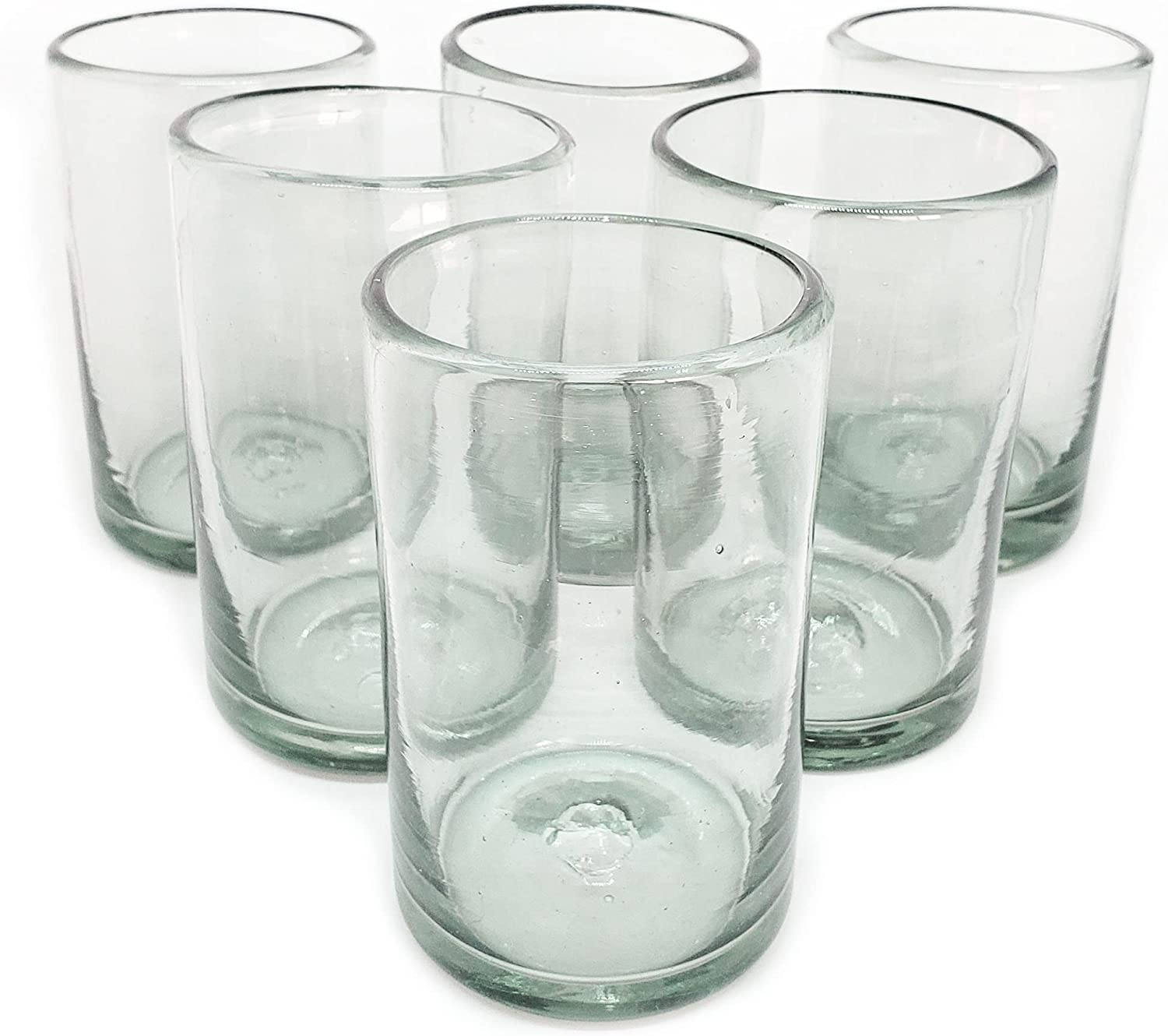 MexHandcraft Clear 14 oz Drinking Glasses (set of 6), Recycled Glass, Lead-free, Toxin-Free (Drinking)