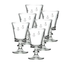 La Rochere Napoleon Bee Wine Tasting Glasses Set of 6 – 9.0 oz, Round Wine Glasses w/ The French Bee Embossed Design, Fine French Glassware, Heavy Wine Glasses, Dishwasher Safe Wine Tasting Set