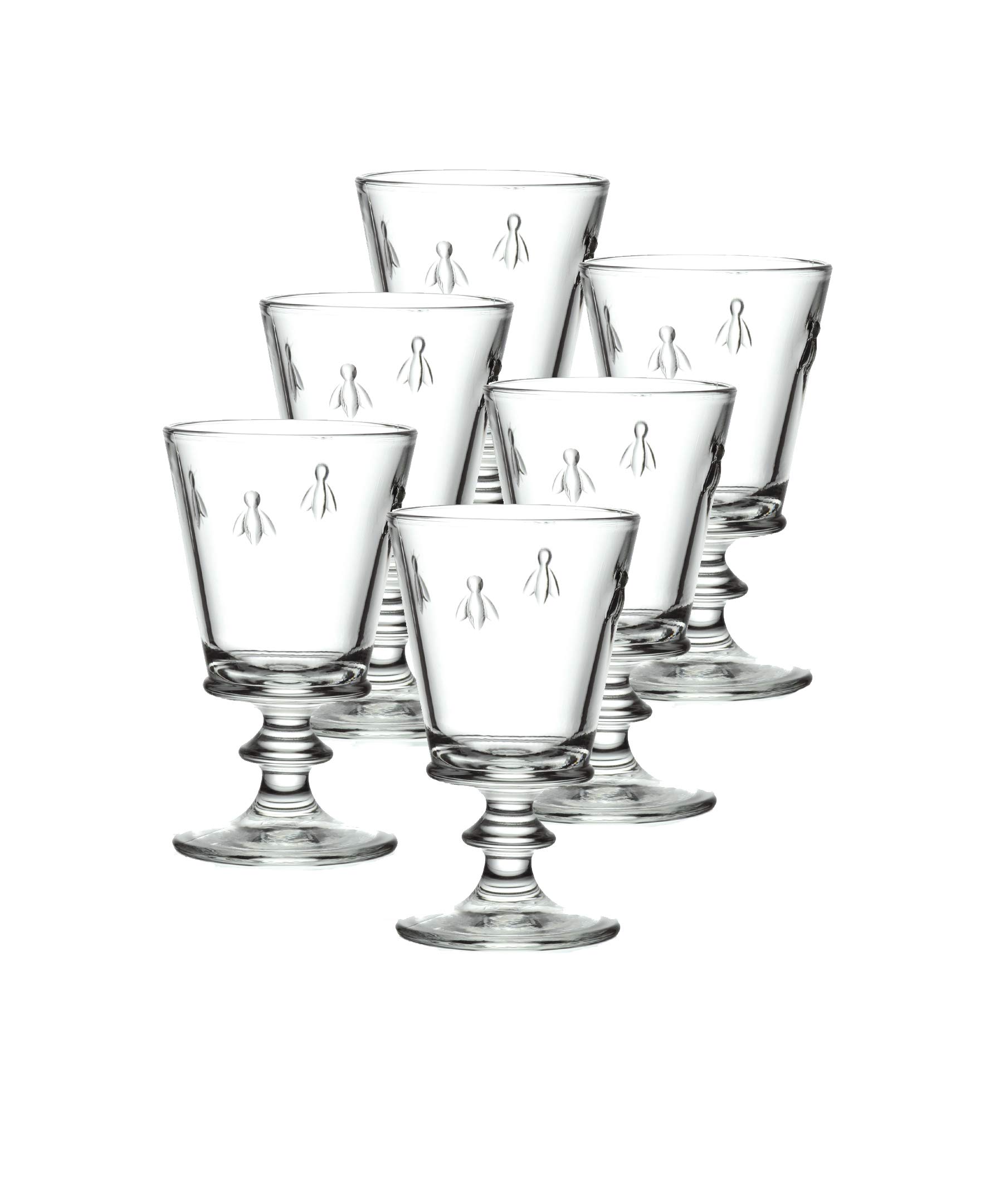 La Rochere Napoleon Bee Wine Tasting Glasses Set of 6 – 9.0 oz, Round Wine Glasses w/ The French Bee Embossed Design, Fine French Glassware, Heavy Wine Glasses, Dishwasher Safe Wine Tasting Set