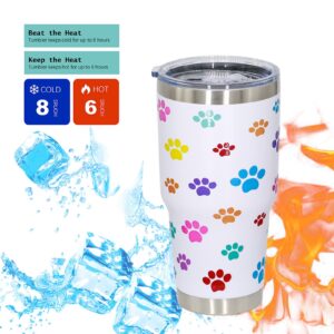 PRAGDUCT Dog Mom Tumbler Dog Lovers Gifts Stainless Steel Travel Coffee Mugs Paw Print Cups with Lid, Funny 30 OZ Insulated Tumblers Dog Mom Gifts for Dog Lovers Women