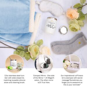 Care Package for Women, 13 pcs Relaxing Spa Birthday Gifts Get Well Soon Basket with Blanket Candle Tumbler, Self Care Feel Better Thinking of You Christmas Gifts for Best Friend BFF Mom Sister