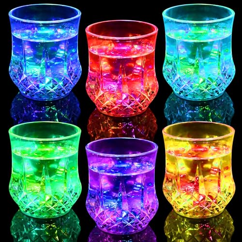 Light Up Cups Set of 6 Party Cups Party Favors Adults Child Glow in the Dark Cups Party Cups Led Flashing Cups LED Tumblers Cute Cups Fun Drinking Glasses for Holiday,Festivals,Birthday,Night Clubbing