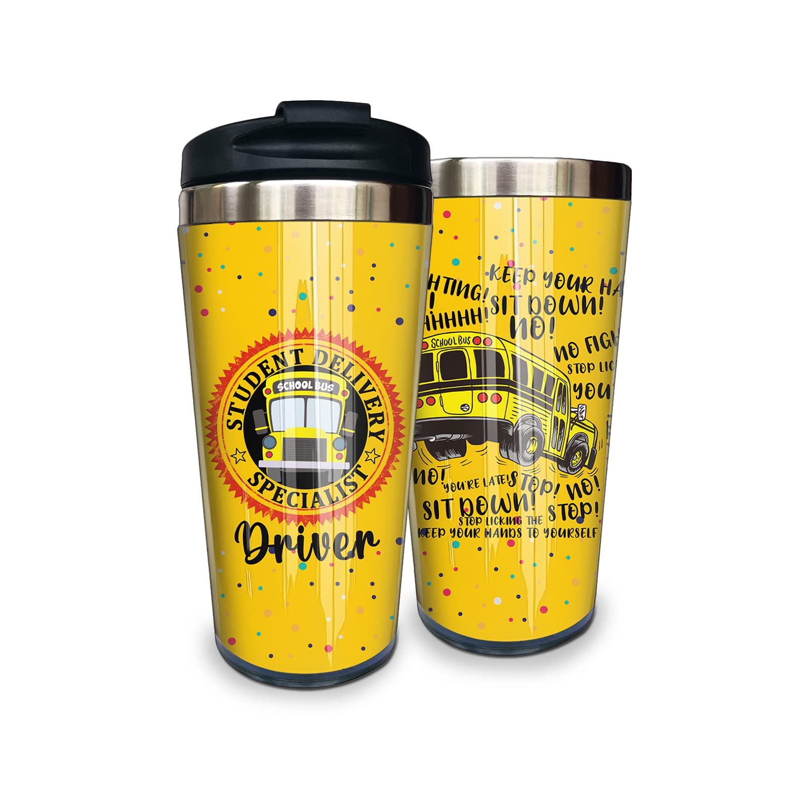 Bus Driver Gifts,Bus Driver Appreciation Gifts,15 Oz School Bus Coffee Tumbler W/lid-Bus Driver Christmas Gift Idea,School Bus Driver Travel Mug/Cup Birthday Valentine Graduation Gifts for Bus Driver