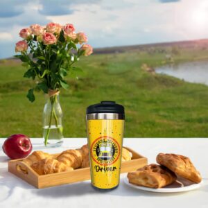 Bus Driver Gifts,Bus Driver Appreciation Gifts,15 Oz School Bus Coffee Tumbler W/lid-Bus Driver Christmas Gift Idea,School Bus Driver Travel Mug/Cup Birthday Valentine Graduation Gifts for Bus Driver