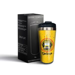 Bus Driver Gifts,Bus Driver Appreciation Gifts,15 Oz School Bus Coffee Tumbler W/lid-Bus Driver Christmas Gift Idea,School Bus Driver Travel Mug/Cup Birthday Valentine Graduation Gifts for Bus Driver