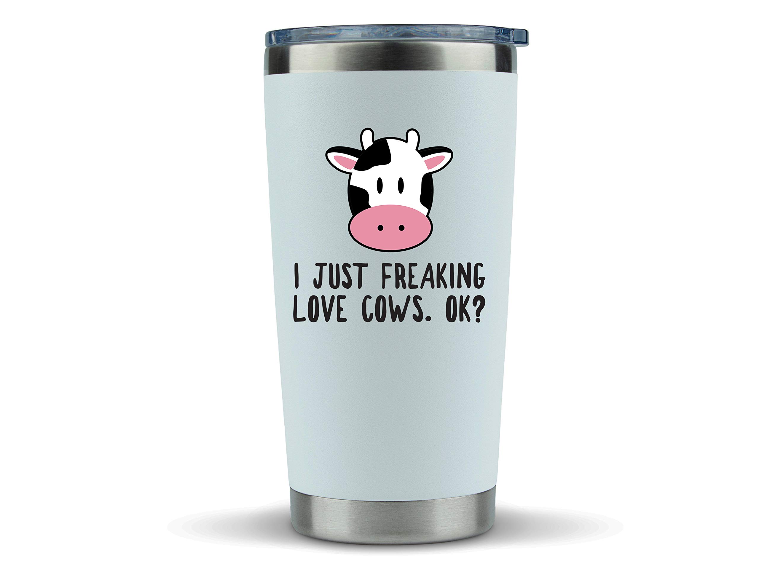 KLUBI Cow Gifts Coffee Tumbler- 20oz Tumbler for Coffee or Wine - Gift Idea for Cow Lovers, Themed Gifts, Print, Cup, Accessories, Stuff, Farm Animal