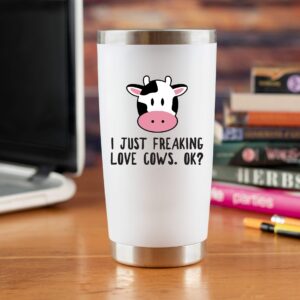 KLUBI Cow Gifts Coffee Tumbler- 20oz Tumbler for Coffee or Wine - Gift Idea for Cow Lovers, Themed Gifts, Print, Cup, Accessories, Stuff, Farm Animal